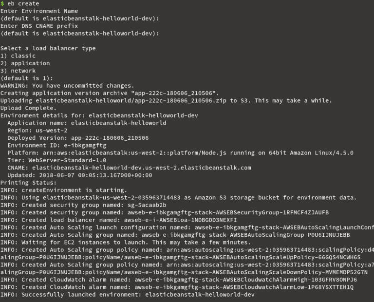 Deploying Node.js Applications to AWS Elastic Beanstalk
